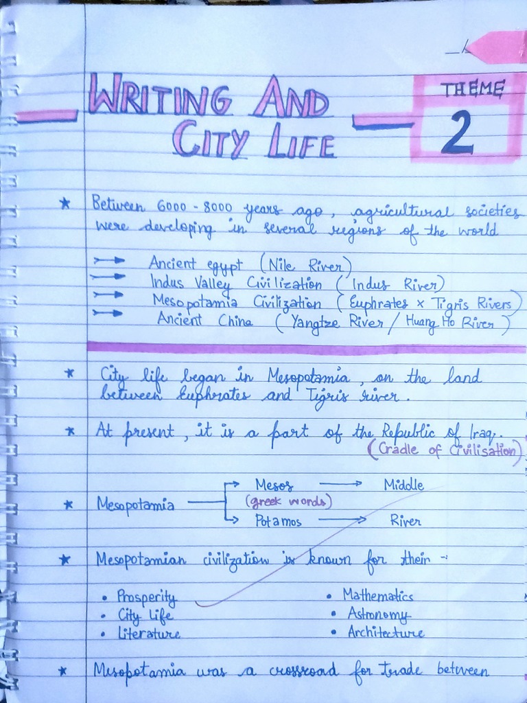 Writing and City Life Notes Class 11 History | PDF