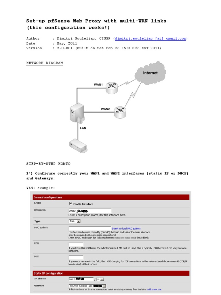 PfSense Web Proxy With Multi-WAN Links | PDF