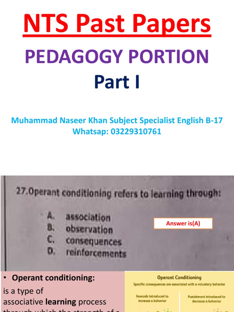 Pedagogy Part I Solved From Past NTS Papers | PDF | Learning | Teaching ...