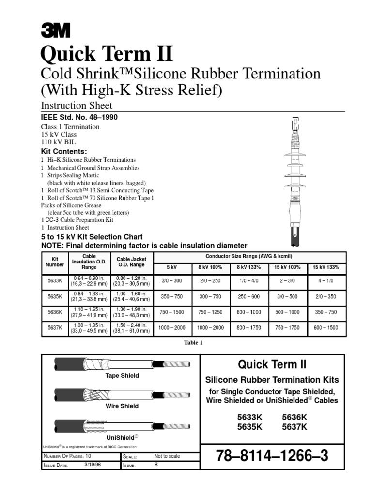 Quick Term II: Cold Shrink Silicone Rubber Termination (With High-K ...
