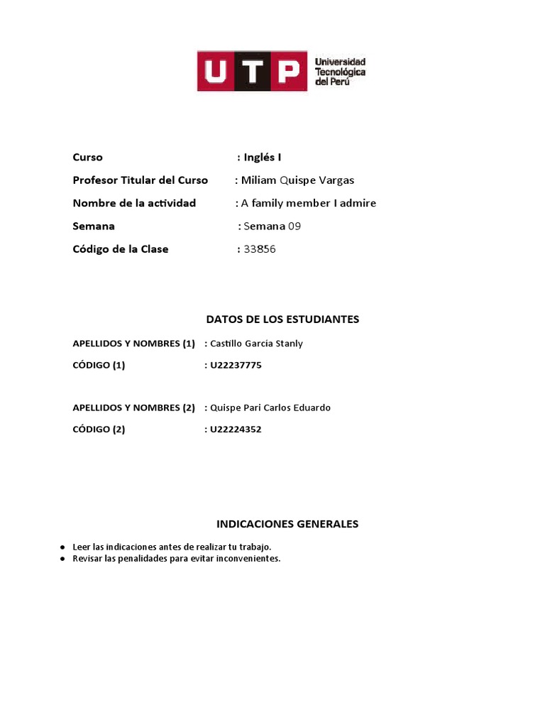 A Family Member I Admire | PDF