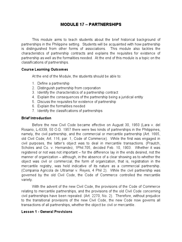 Module 17 Partnerships | PDF | Partnership | Property