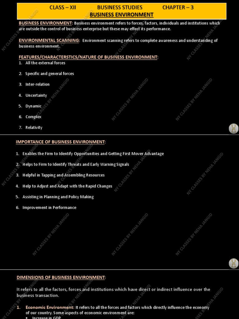 Notes of Business Environment Class 12 | PDF | Legal Tender | Economies