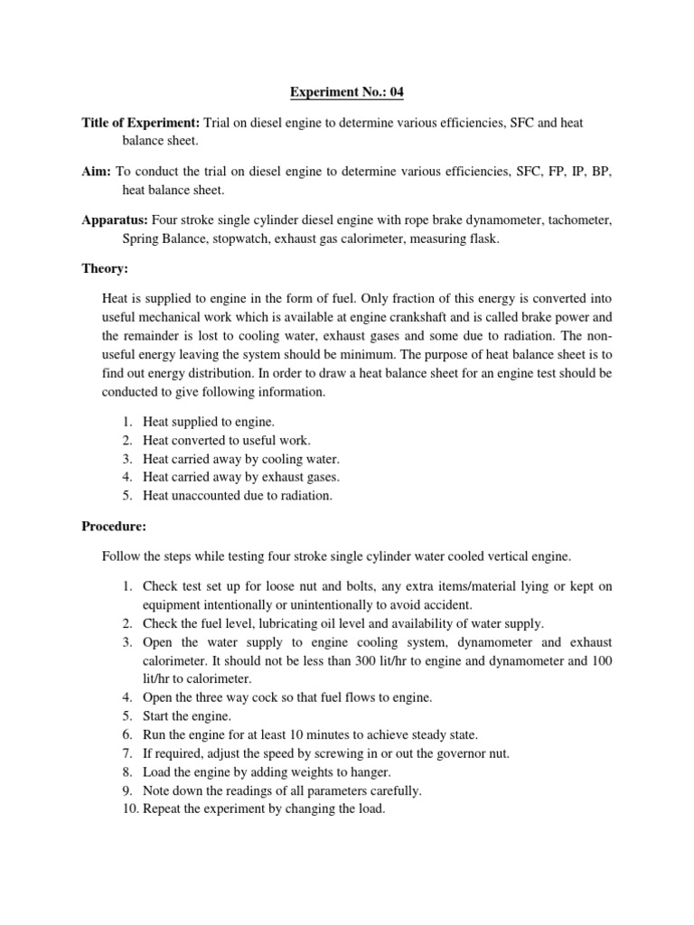 Trial On Diesel Engine | PDF | Engines | Diesel Engine