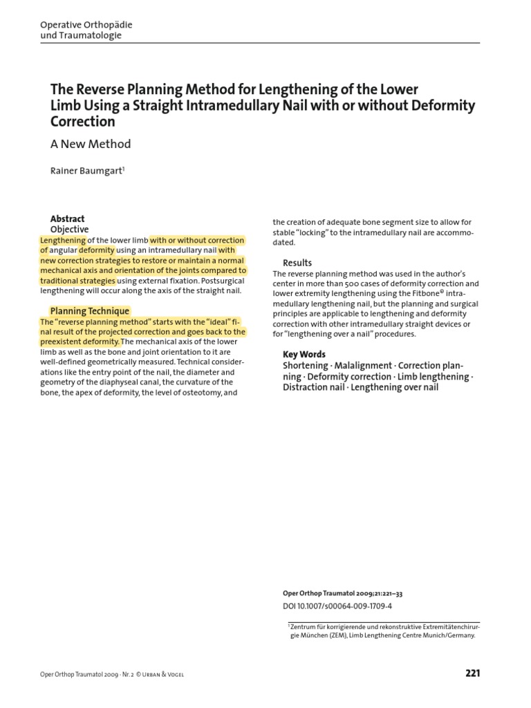 The Reverse Planning Method For Lengthening of The Lower Limb | PDF ... The Reverse Planning Method For Lengthening of The Lower Limb | PDF ...