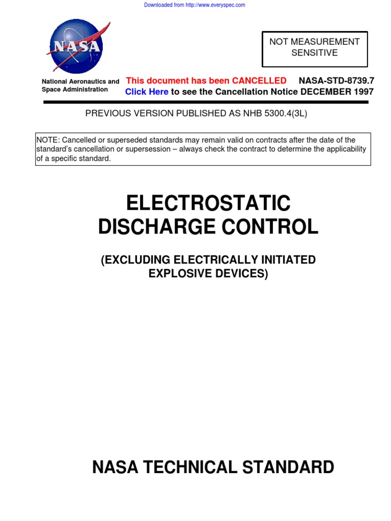 Nasa STD 8739.7 | PDF | Electrostatic Discharge | Electrostatics