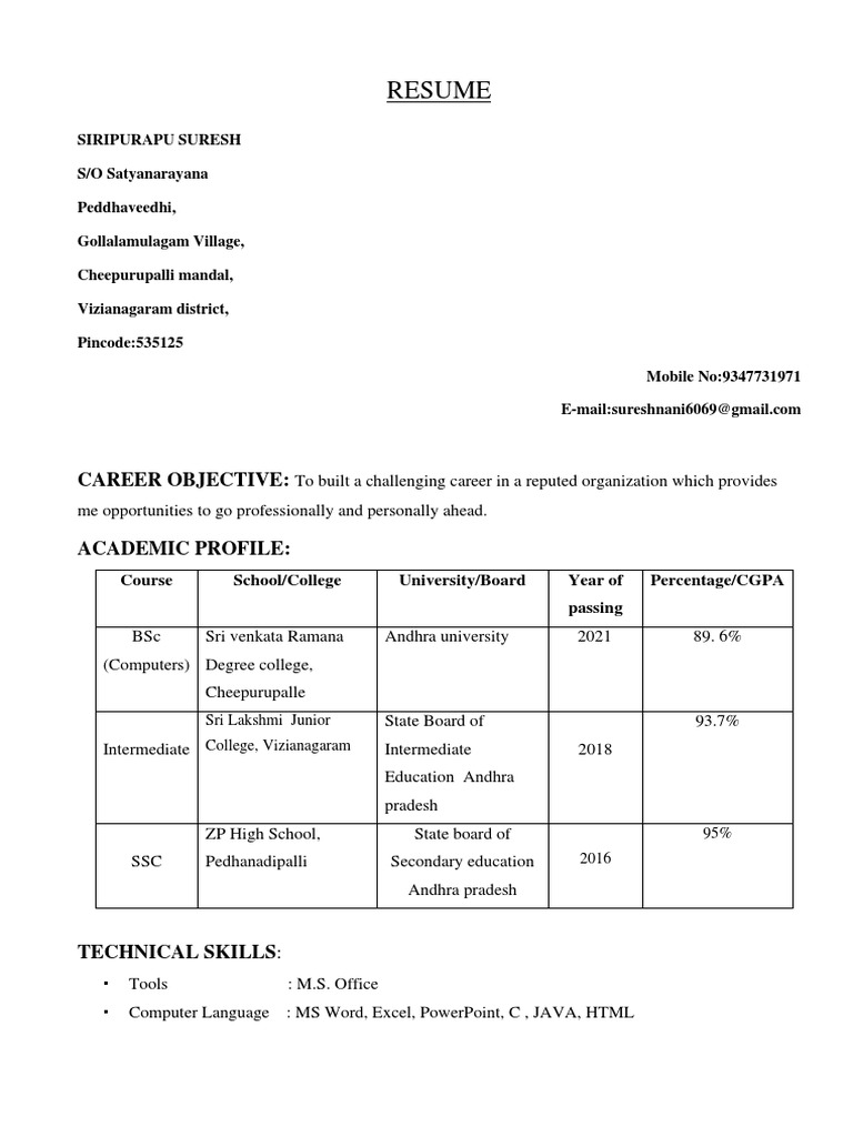 Suresh Resume Ms | PDF | Cognition