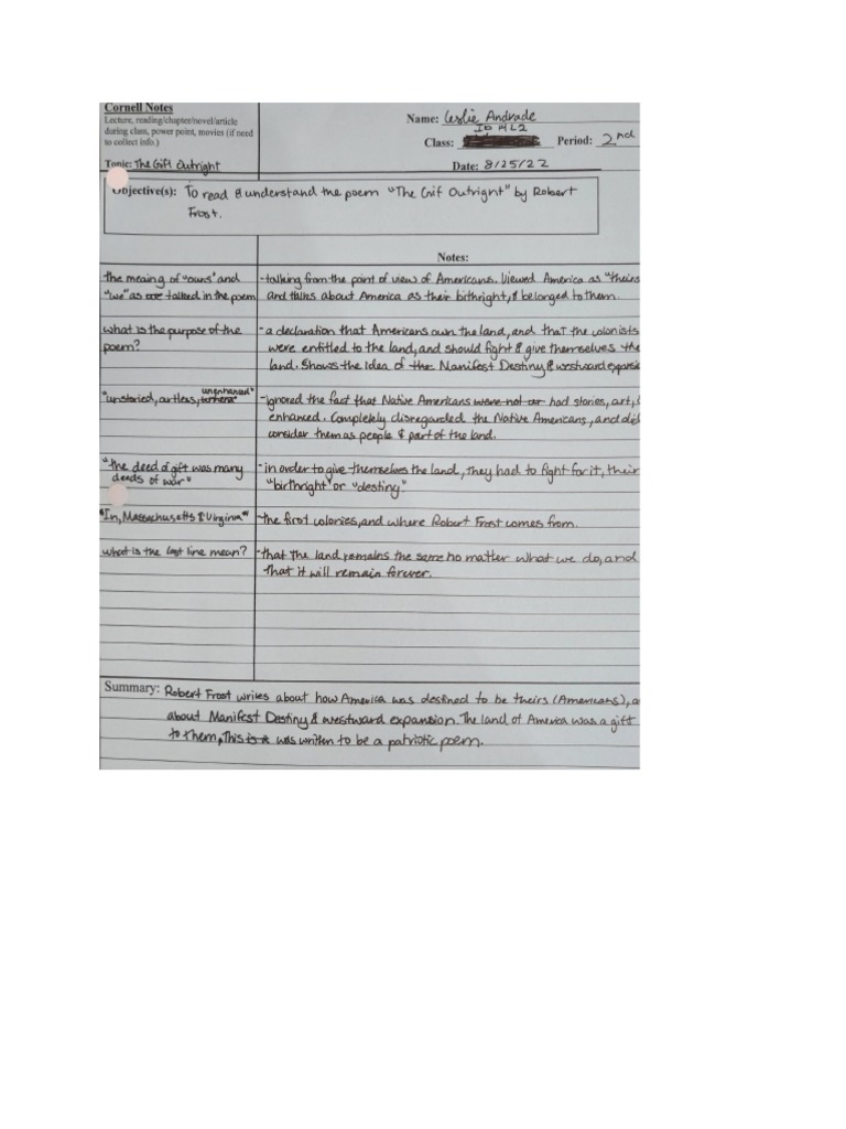 The Gift Outright | PDF