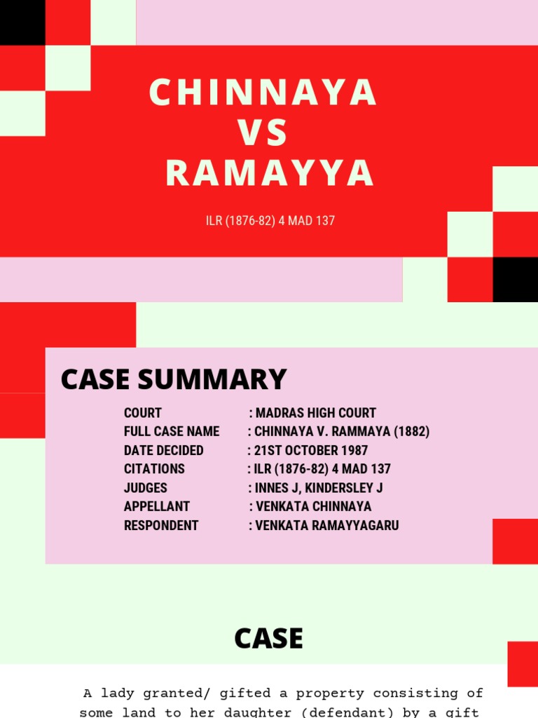 Chinnaya Vs Ramayya | PDF | Consideration | Common Law