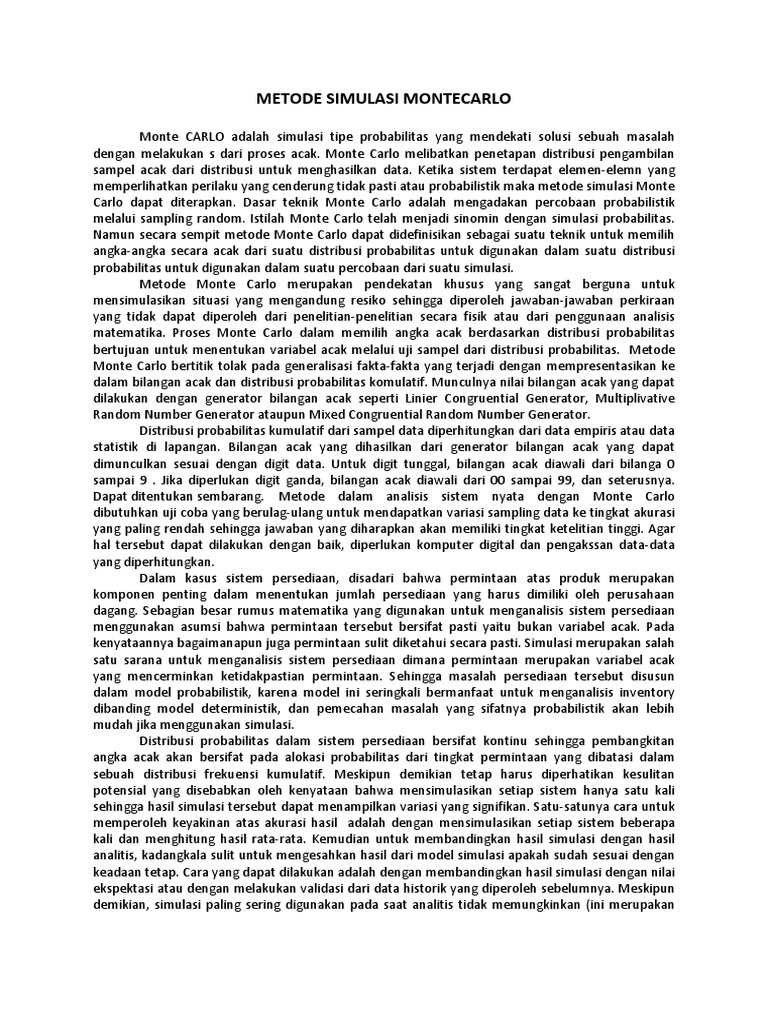 Metode Simulasi Monte Carlo untuk Analisis Risiko | PDF