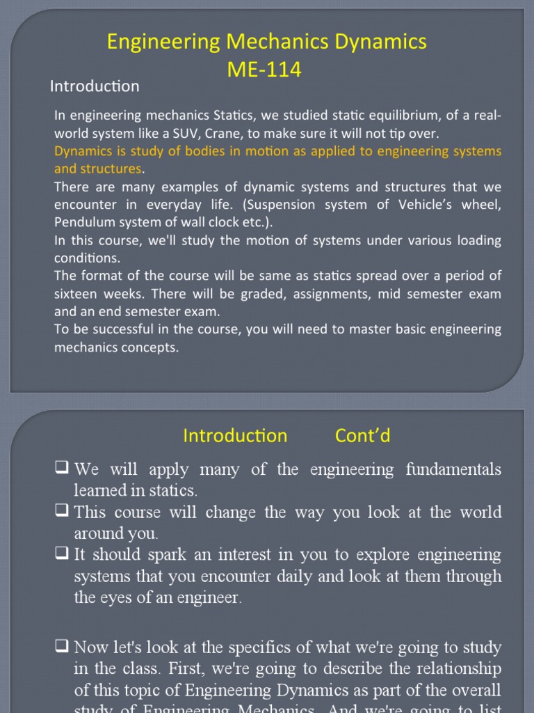 Engineering Dynamics Course Overview | PDF | Kinematics | Velocity