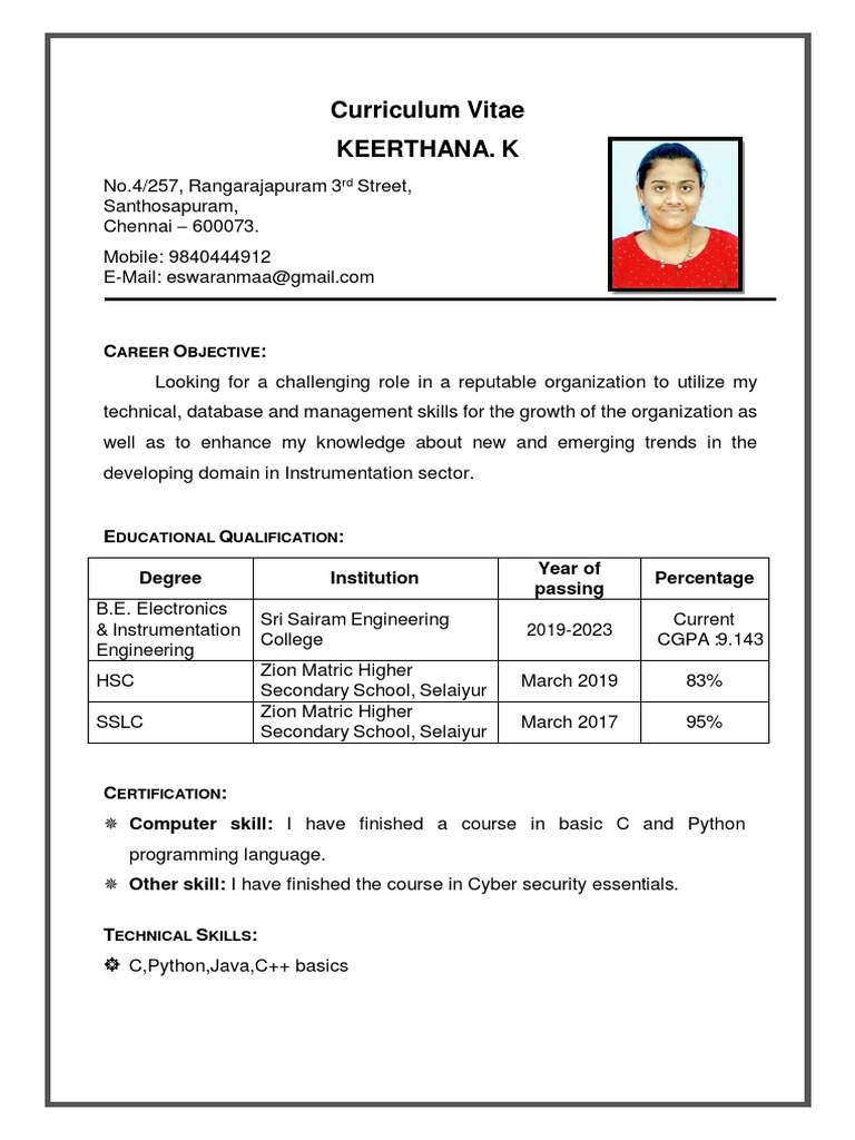 Keerthana Kabaleeswarn - Resume | PDF | Computing