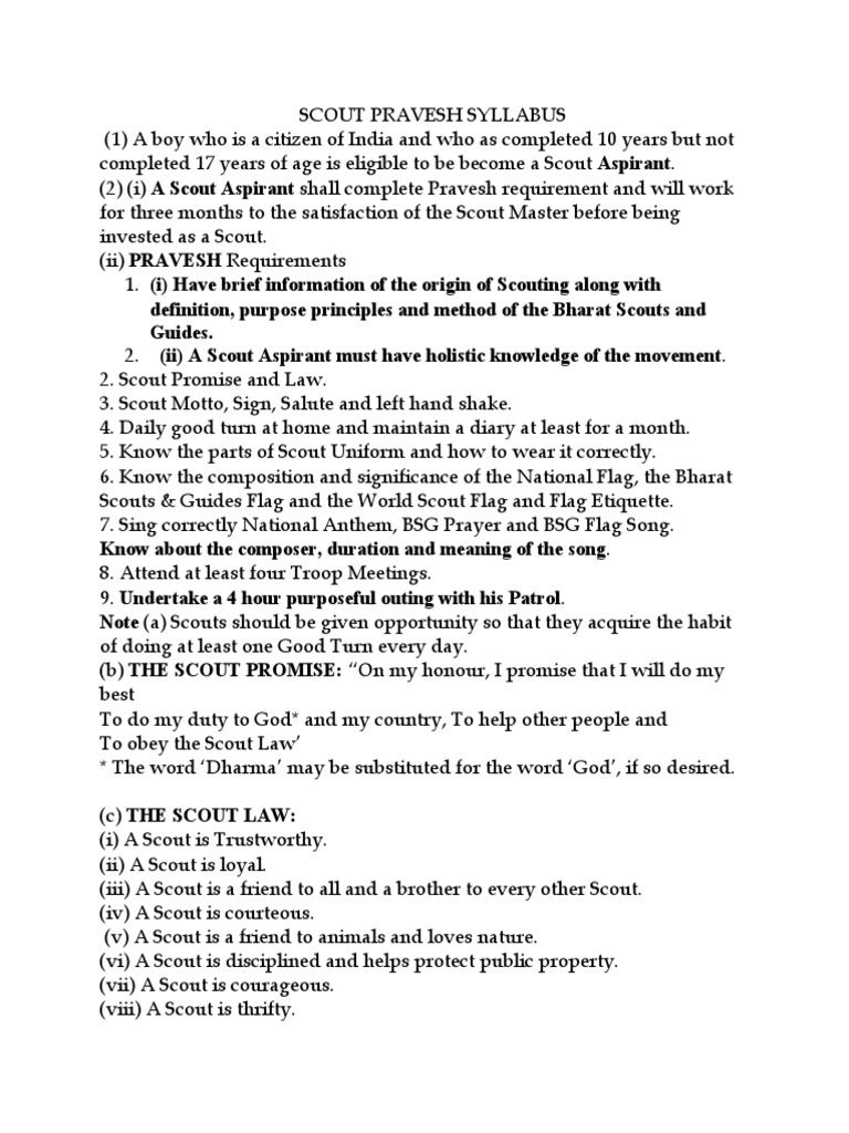Scout Pravesh Syllabus 2019 | PDF