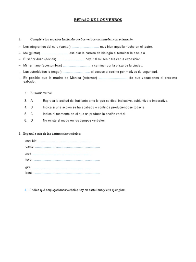 Guía de Verbos en Español | PDF | Verbo | Morfología Lingüística