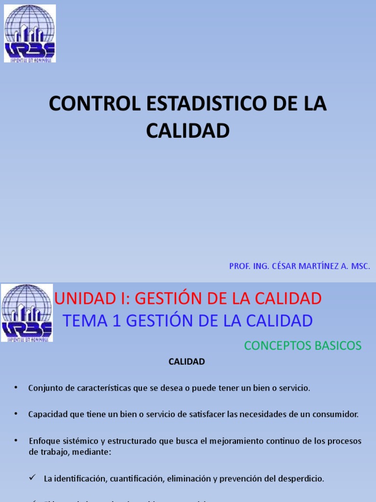 Control Estadistico de La Calidad U1-T1 | Descargar gratis PDF | Calidad (comercial) | Gestión ...