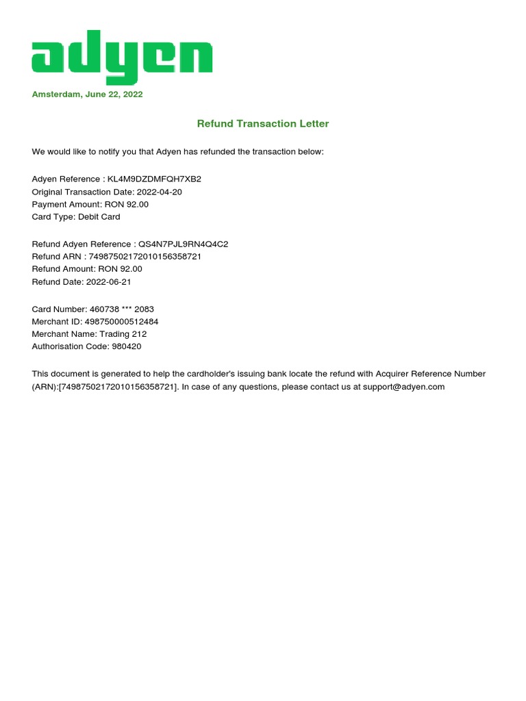 Refund Letter Kl4m9dzdmfqh7xb2 Qs4n7pjl9rn4q4c2 | PDF
