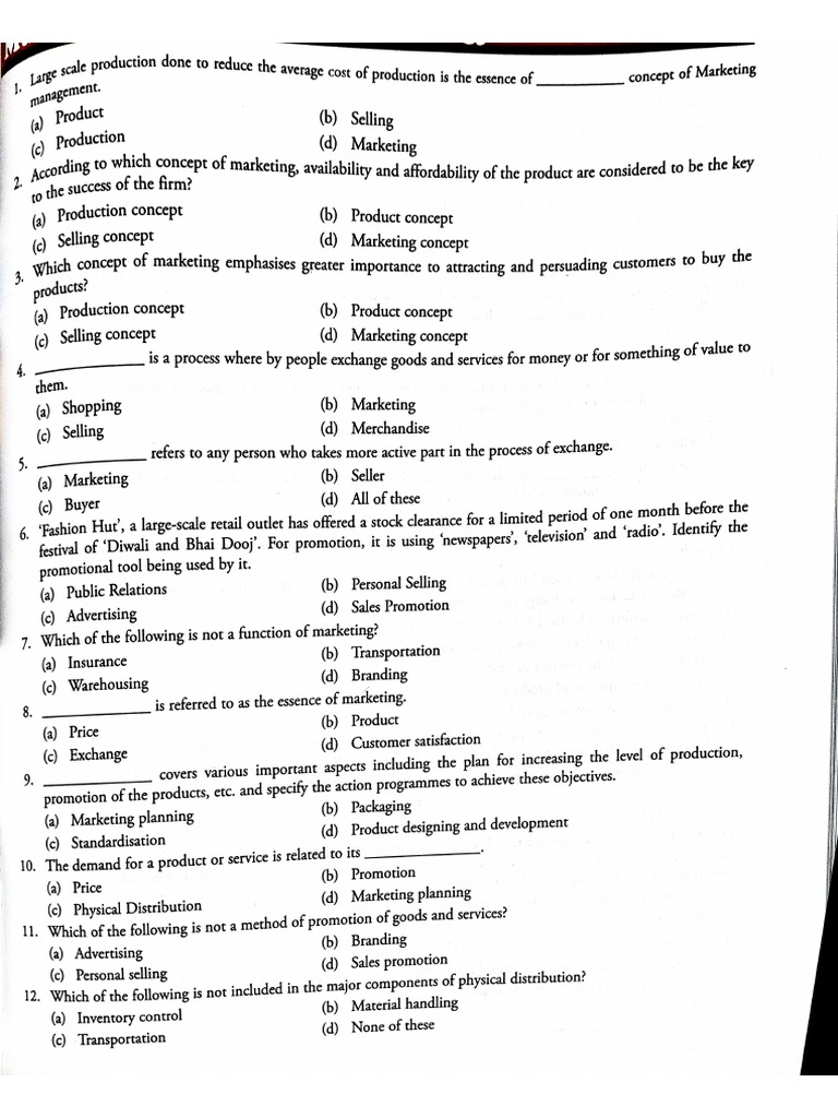 Chapter 11 MCQs BST Class 12 | PDF Chapter 11 MCQs BST Class 12 | PDF