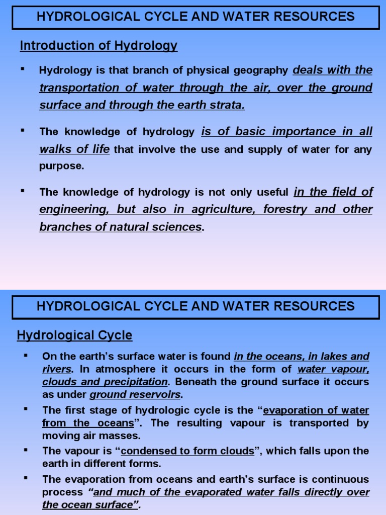 Chaptar 1 Hydrological Cycle (Final) | PDF | Water Cycle | Hydrology