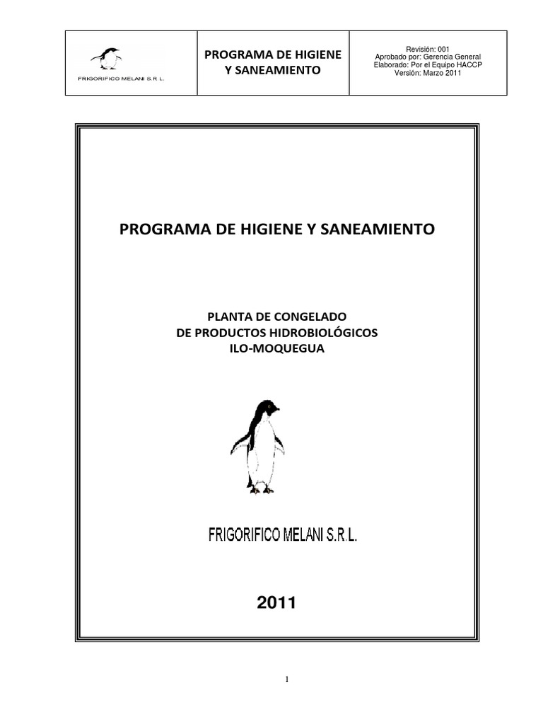 Manual Programa De Higiene Y Saneamiento Pdf Agua Tratamiento De Aguas Residuales 