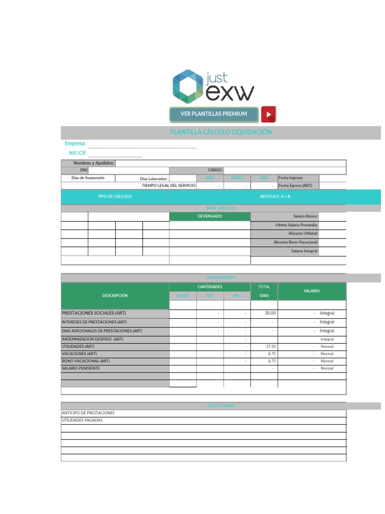Formato de Liquidacion | PDF | Salario | Labor