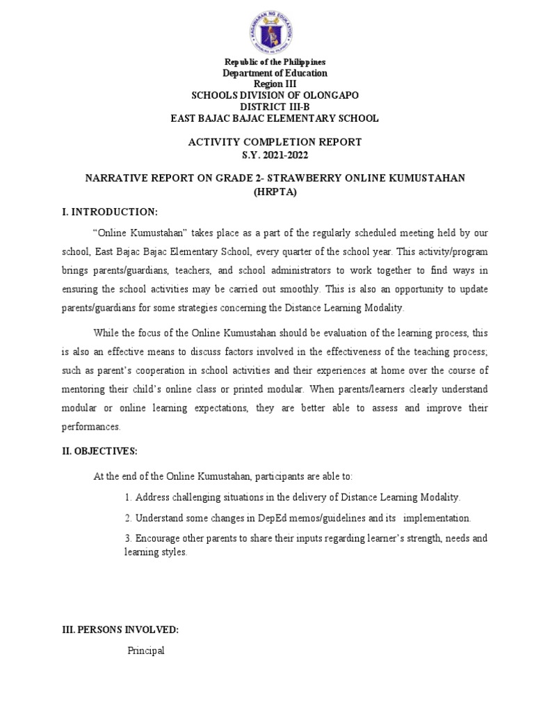 Online Kumustahan Activity Report 2021-2022 | PDF | Learning | Distance ...