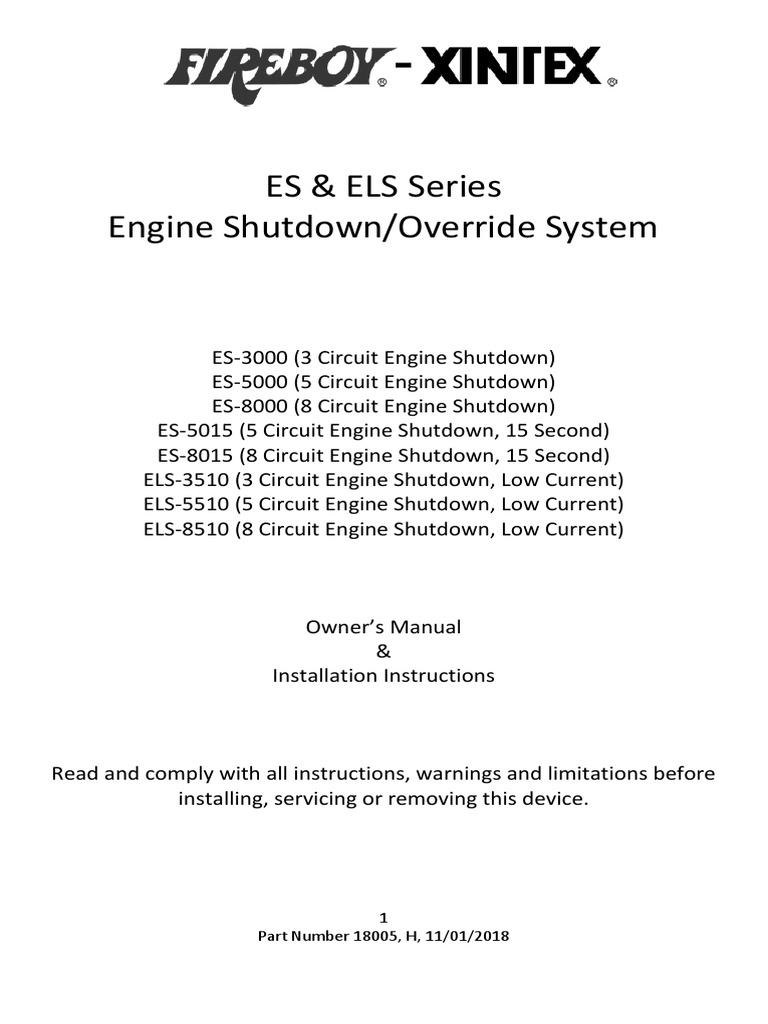 Fireboy Engine Shutdown Override System ES ELS Series REV H | PDF ...