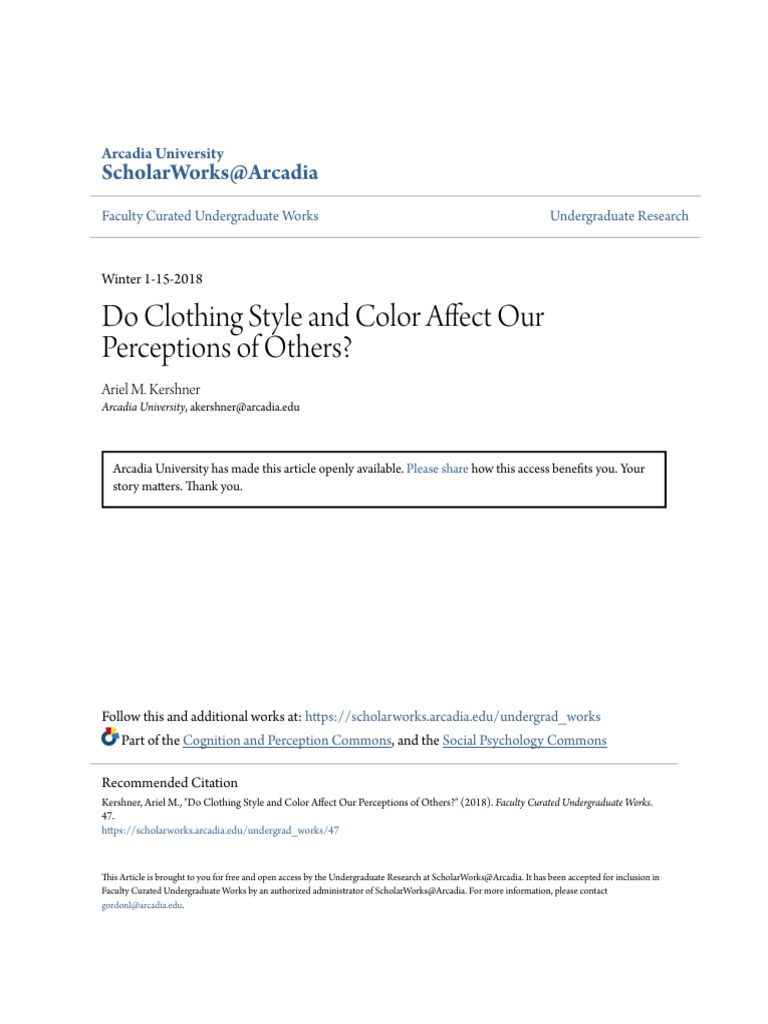 Do Clothing Style and Color Affect Our Perceptions of Others | PDF ...