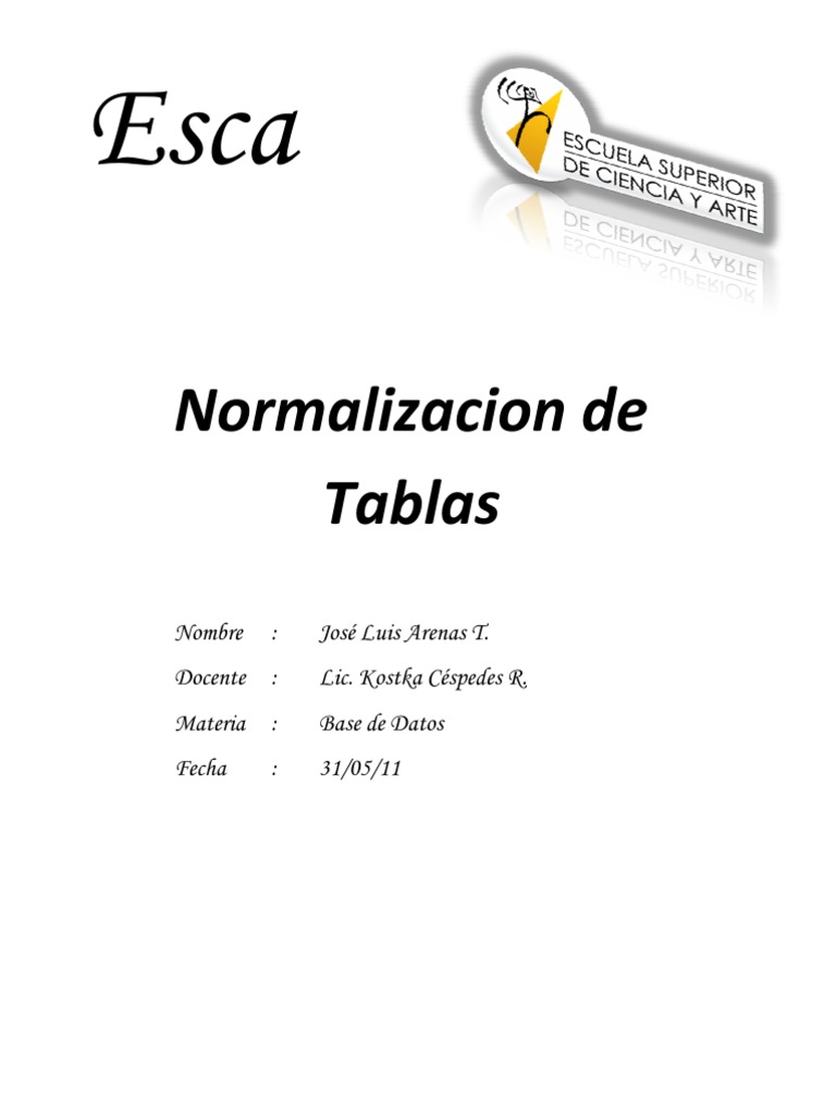 Normalizacion de Tablas | PDF | Bases de datos | Informática y ...