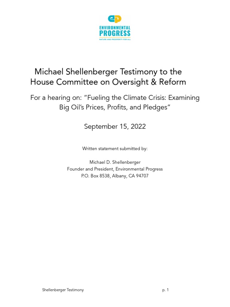 Shellenberger's Testimony on Energy Policy | PDF | Liquefied Natural ...