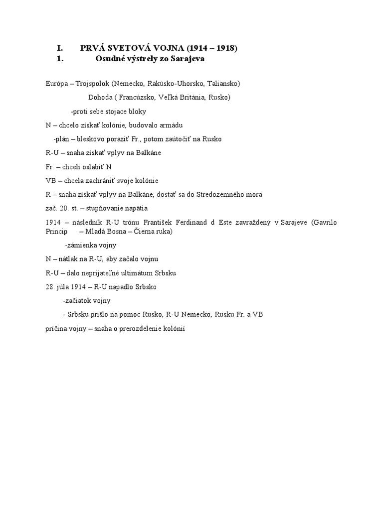 Prvá Svetová Vojna | PDF