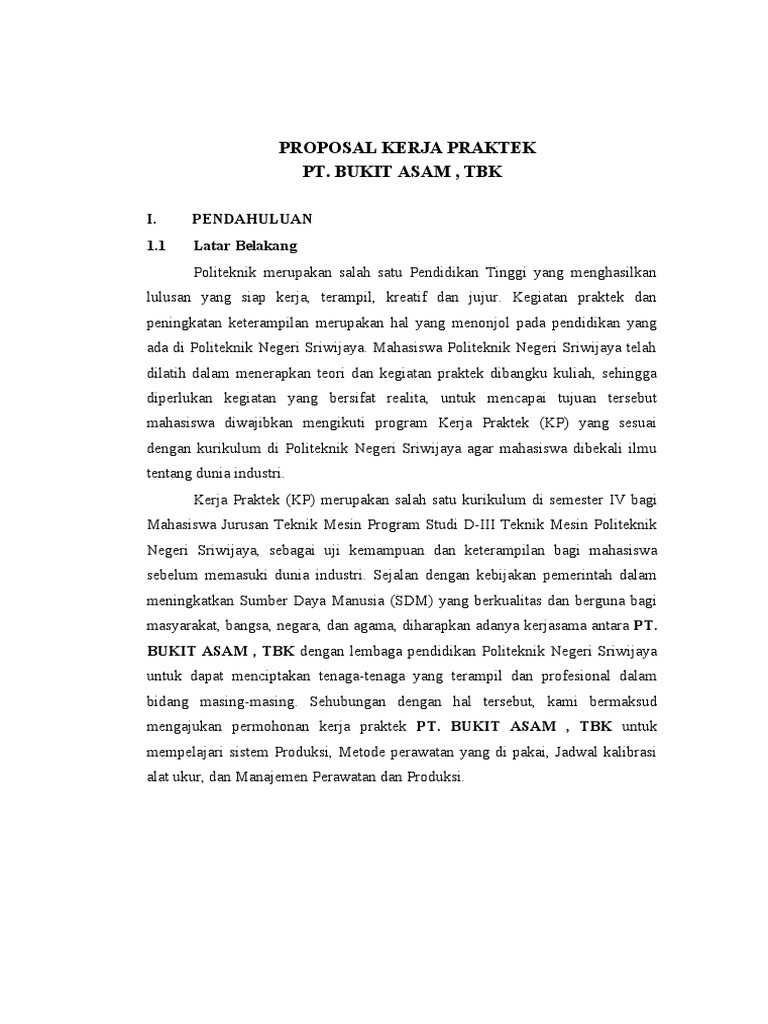 PROPOSAL KP Polsri | PDF