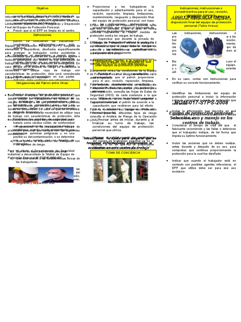 Triptico Nom 017 Stps 2008 | PDF