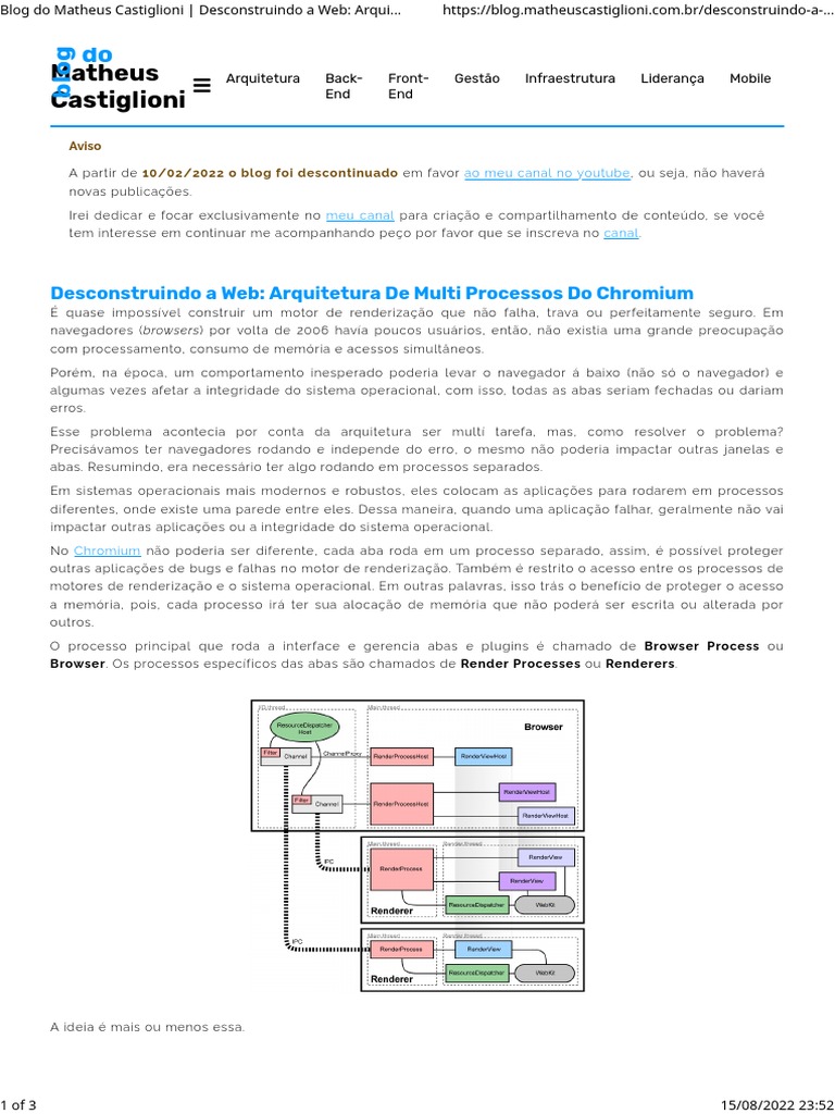 Desconstruindo A Web Arquitetura de Multi Processos Do Chromium | PDF | Processo (informática ...