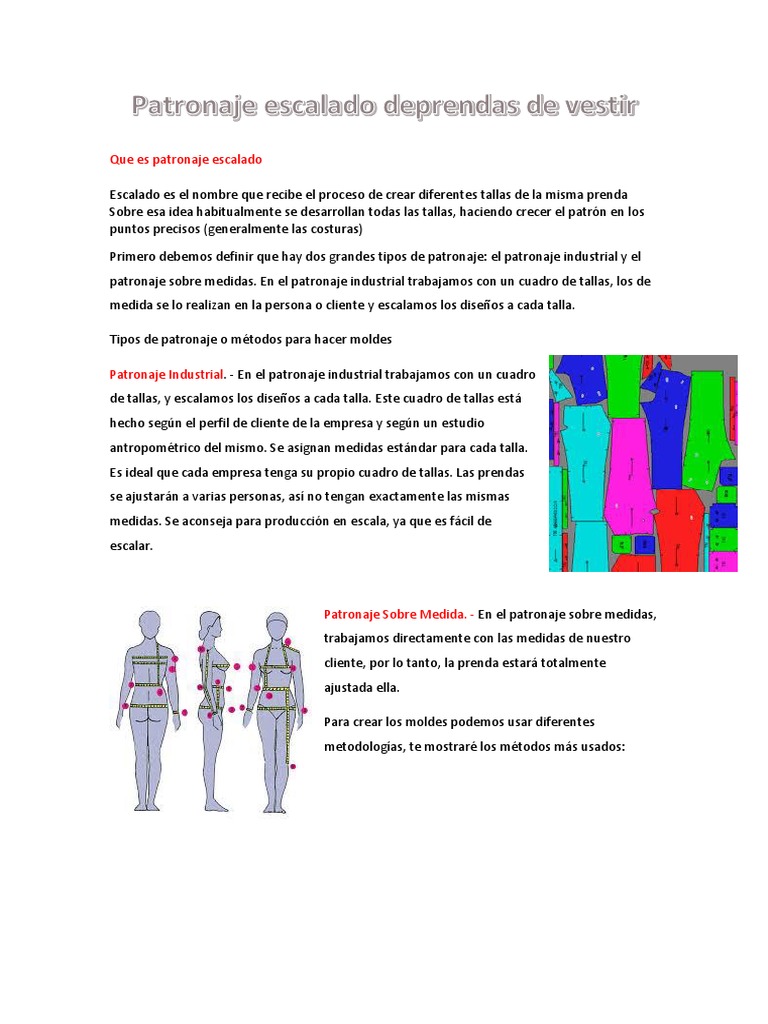 Patronaje Escalado Deprendas De Vestir Pdf