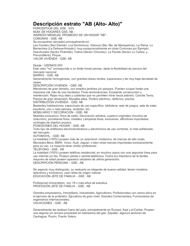 Descripción Estrato AB | PDF