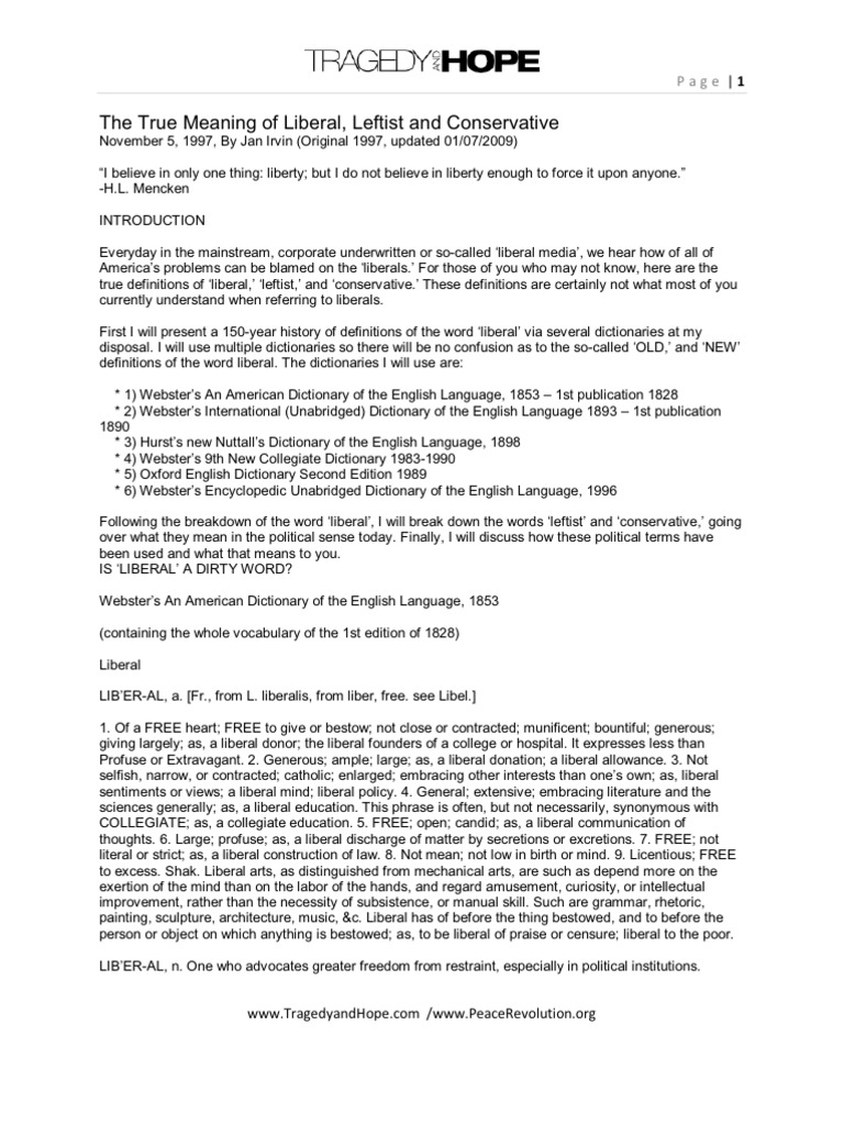 Definition of Liberal by Jan Irvin | PDF | Liberalism | Conservatism