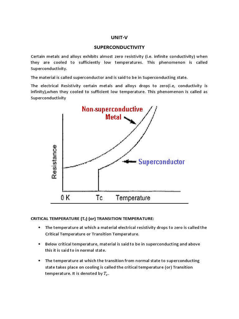 UNIT-V - Superconductors PDF | PDF | Superconductivity | Physical Sciences