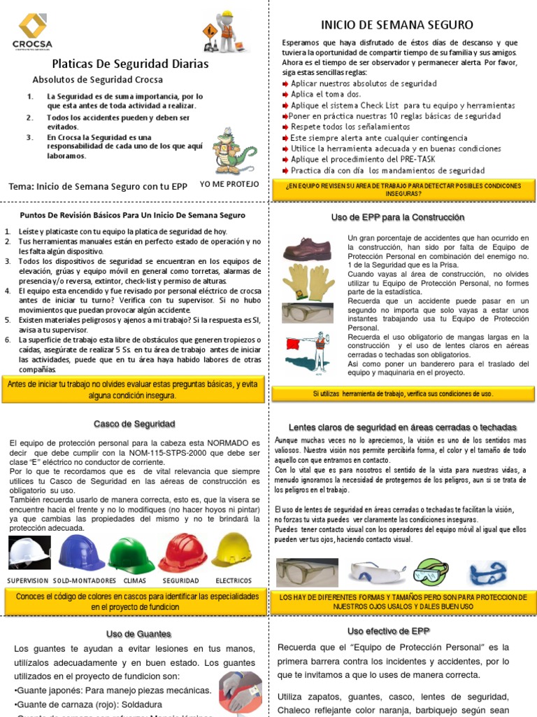 25 Platica de Seguridad Inicio de Semama Seguro | PDF | Guante | Casco