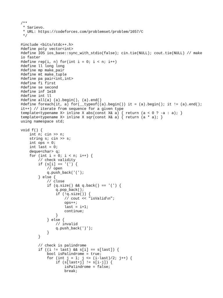 C Bracket Sequence Deletion | PDF