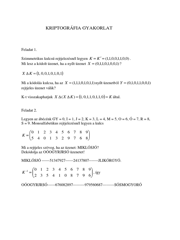 Kriptográfia GYAK Másolata | PDF