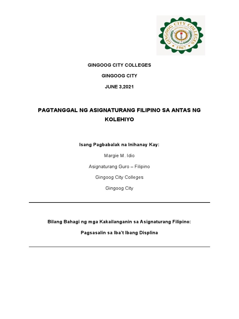 Sample Pananaliksik Pdf