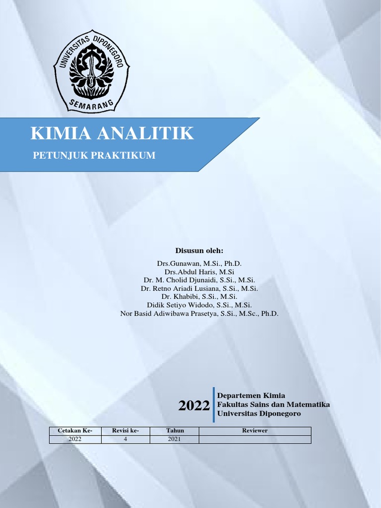 Buku Petunjuk Praktikum Kimia Analitik 2022 | PDF
