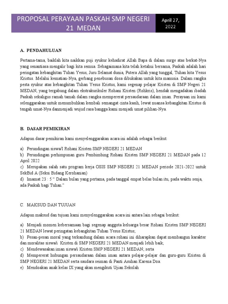 Proposal Paskah 21 | PDF