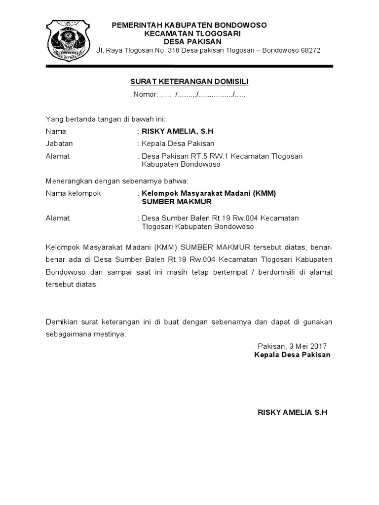 Surat Keterangan Domisili | PDF