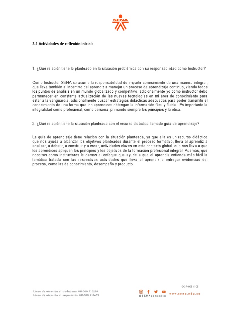 Preguntas Actividad de Reflexion Inicial | PDF