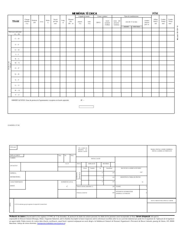 Model ELEC-3. Memòria Tècnica - CAT | PDF