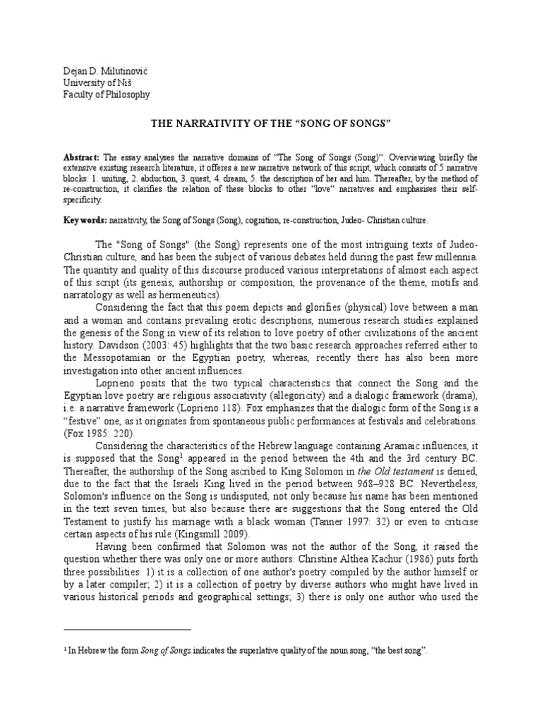 The Narrativity of The Song of Songs | PDF | Narrative | Love