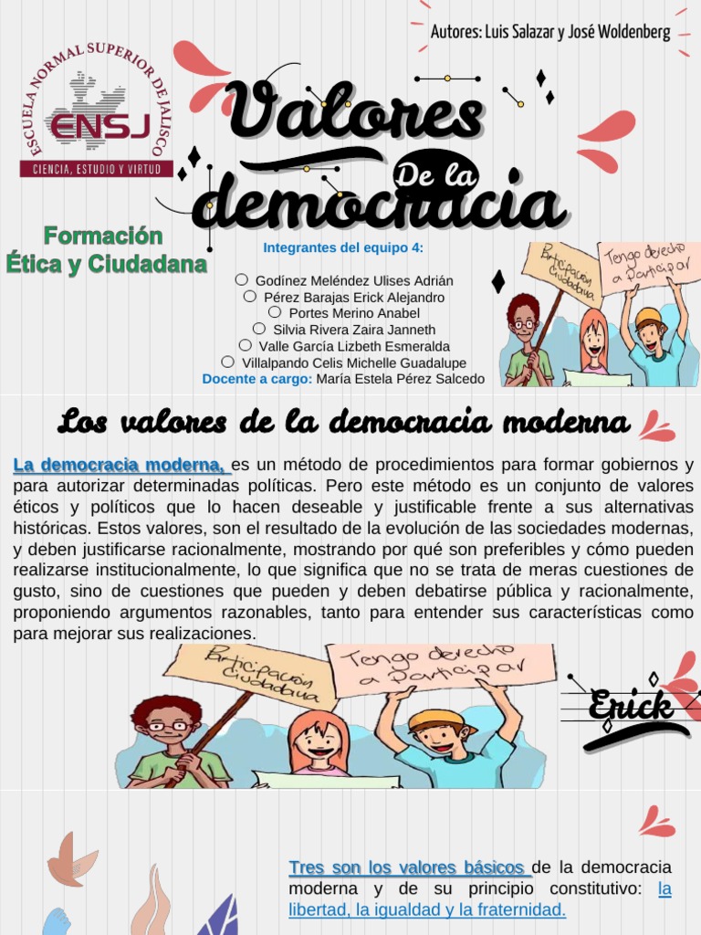 Valores Fundamentales de la Democracia | PDF | Democracia | Ideologías ...