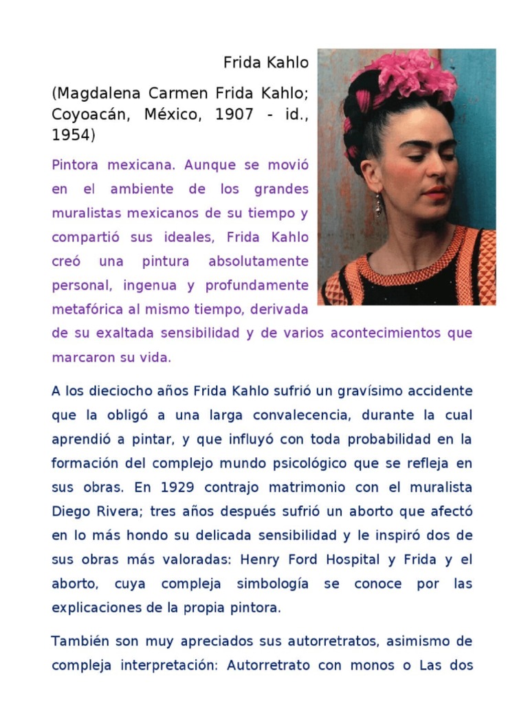 Biografía de Frida Kahlo | PDF
