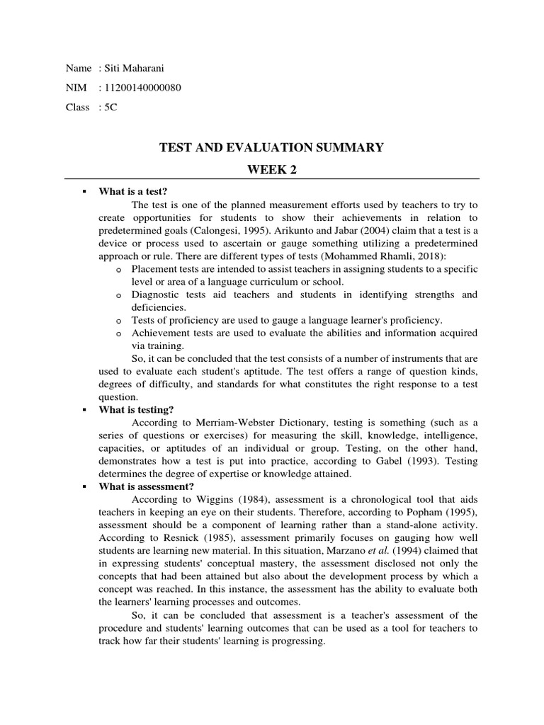 Understanding the Connections Between Tests, Assessments, Evaluations ...